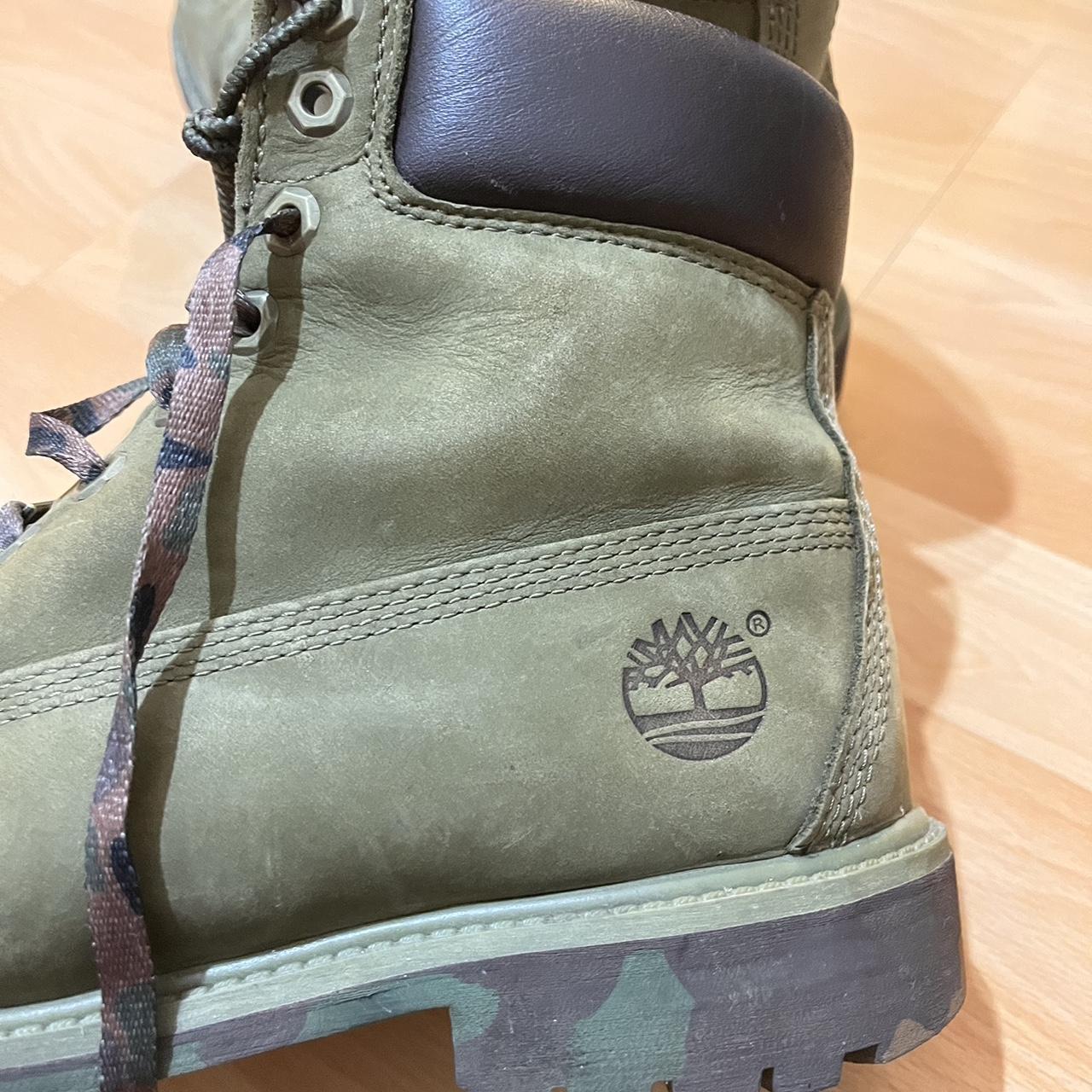 Timberland Army Green Boots Sizing - 9W 67/6B Size... - Depop