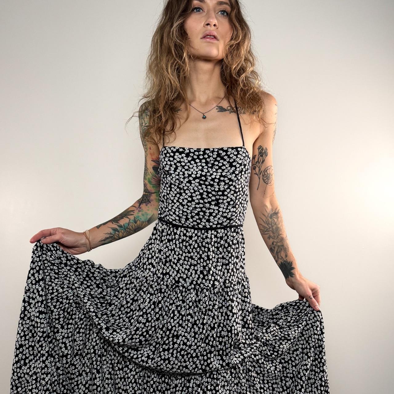 Boho Black Floral Maxi Dress Soft, flowy, and... | Depop