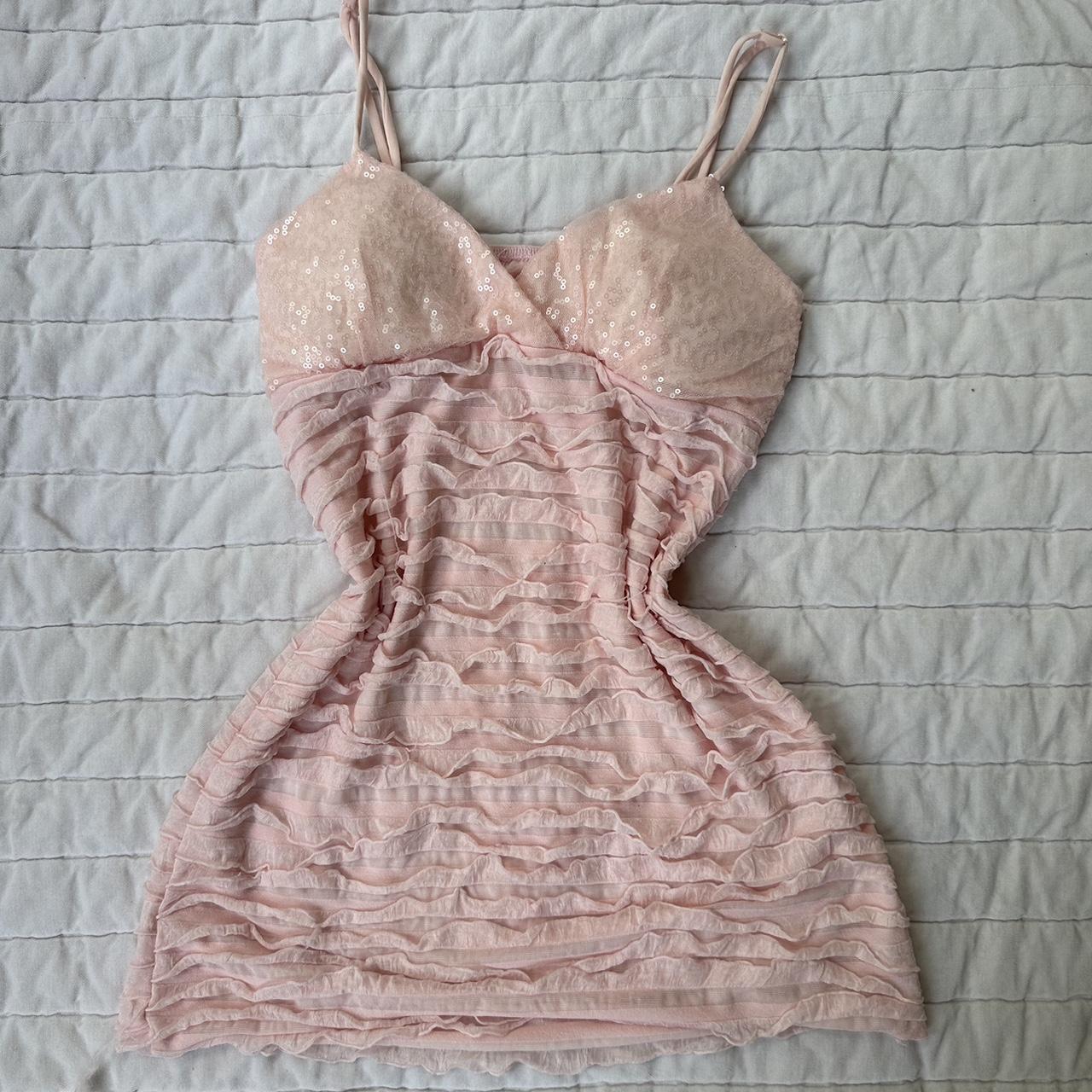 Super cute pink sequin top/dress💕 Has ruffles and... - Depop