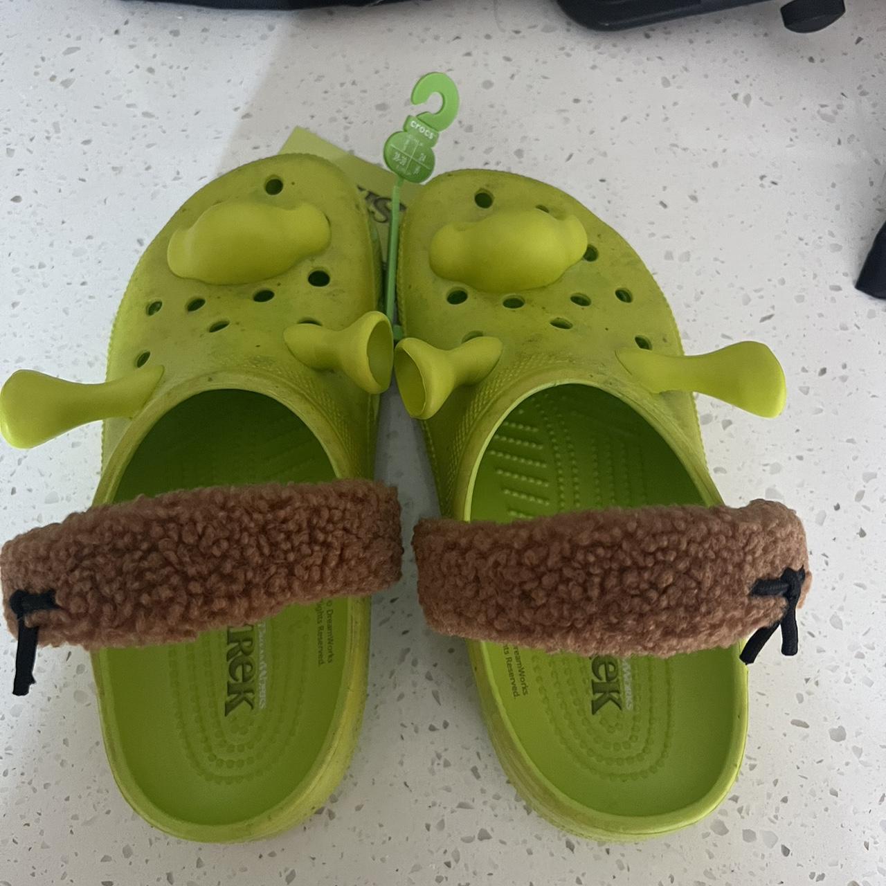 Dreamworks x crocs shrek crocs Size J6 which is... - Depop