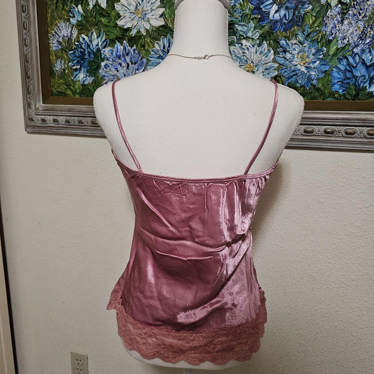 Styles pink satin tank top with lace trim ☆ no... - Depop