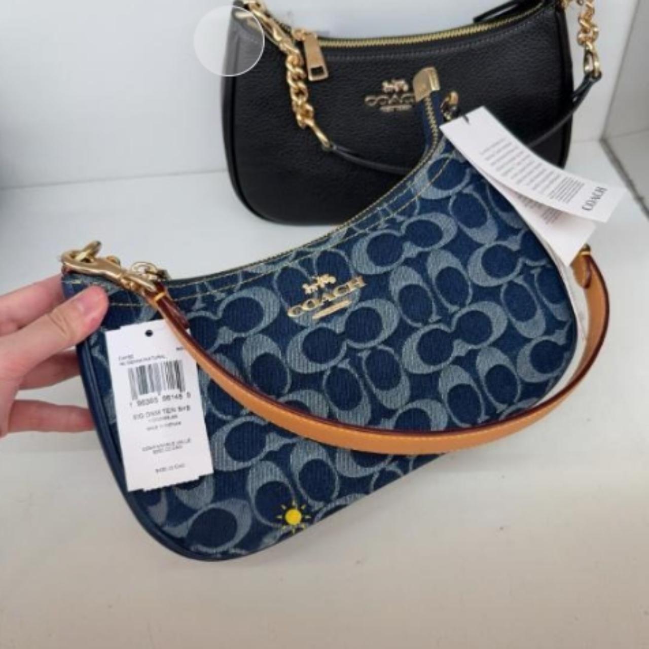 Coach Teri Shoulder Bag Signature Denim Vachetta... | Depop