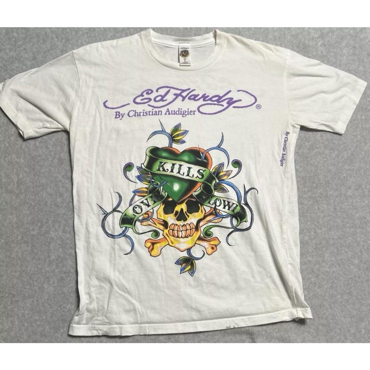 Authentic New Vintage Ed Hardy T Shirt Mens L Love... | Depop