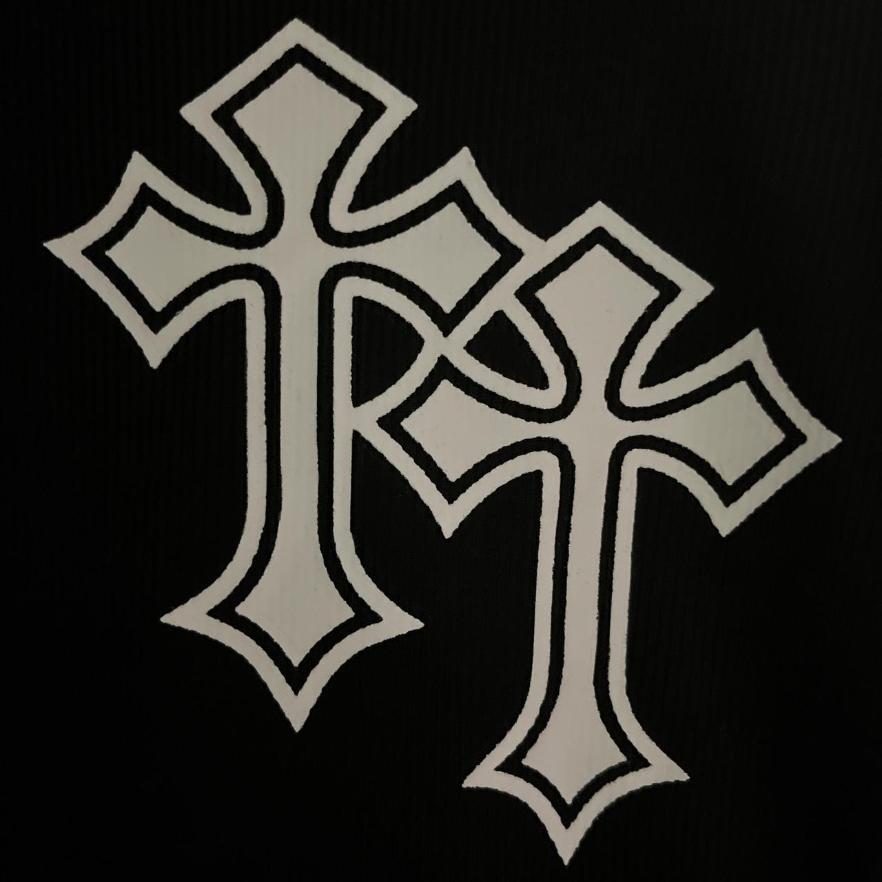 black y2k cross shirt small - Depop