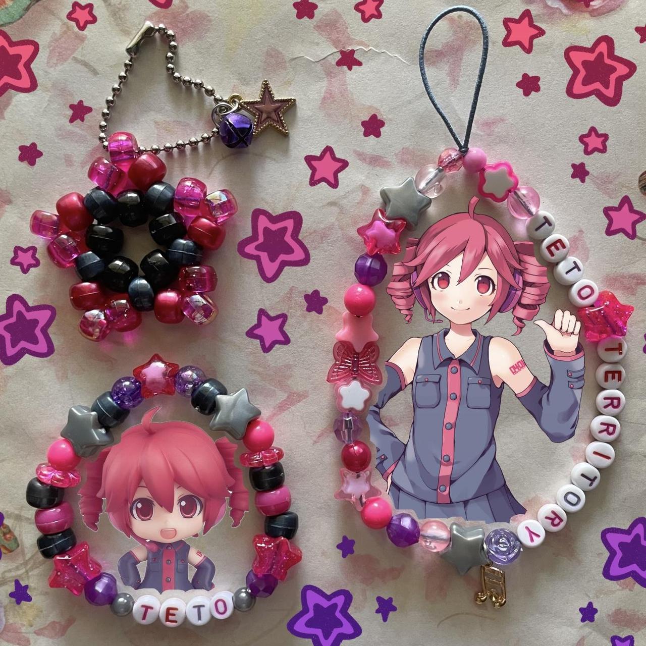 UTAU Teto Kasane Phone Charm, Kandi Bracelet, & Star... | Depop