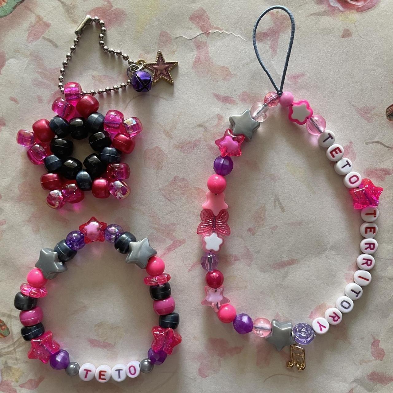UTAU Teto Kasane Phone Charm, Kandi Bracelet, & Star... | Depop