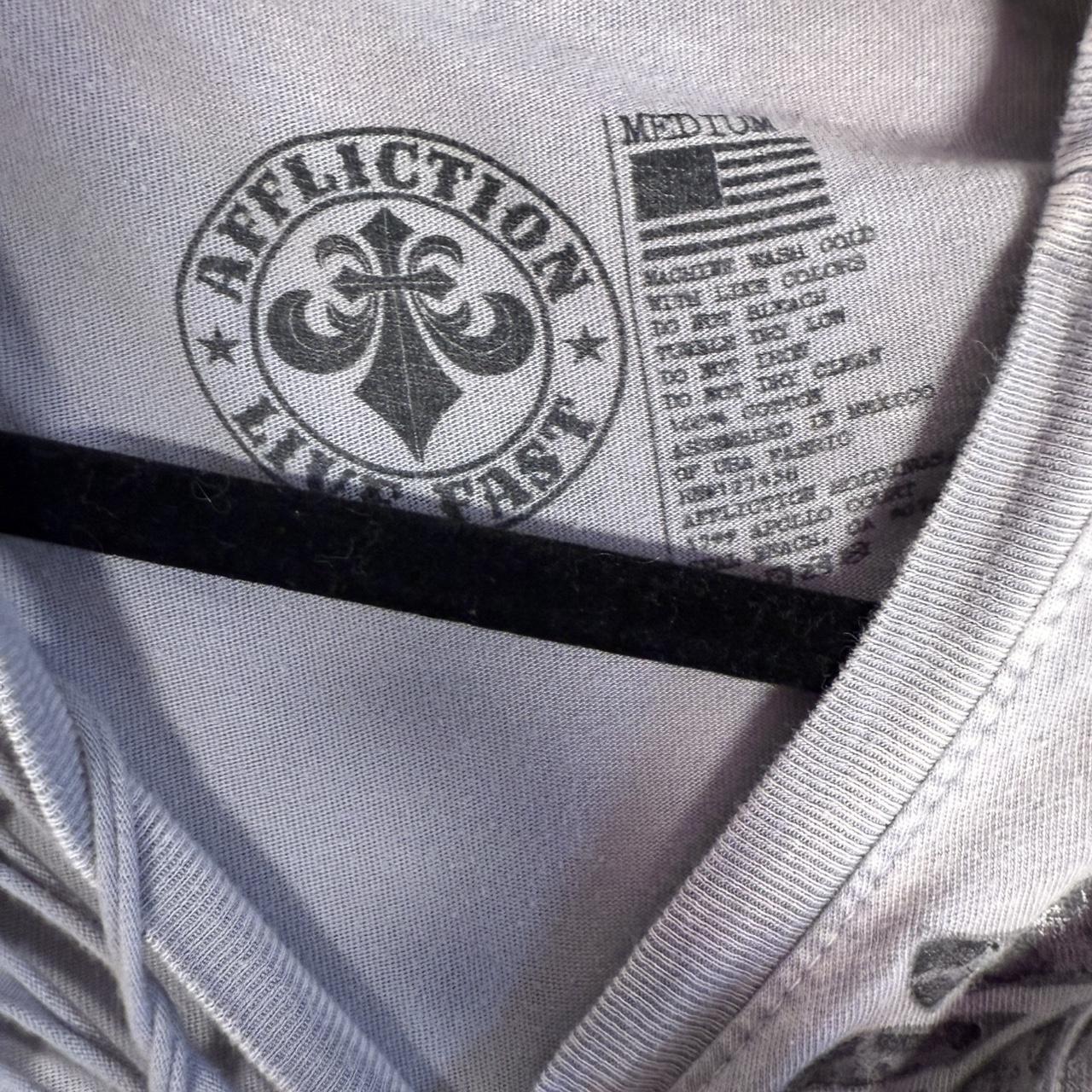 Affliction long sleeve shirt with a unique design... - Depop