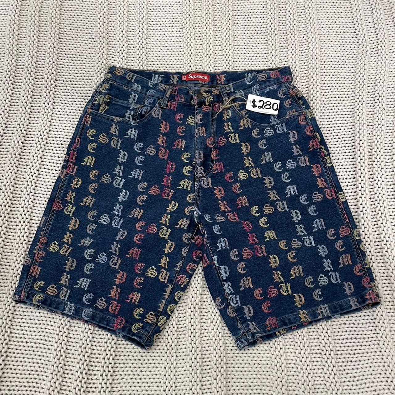 SUPREME GRADIENT JACQUARD DENIM SHORTS (rare) - Depop