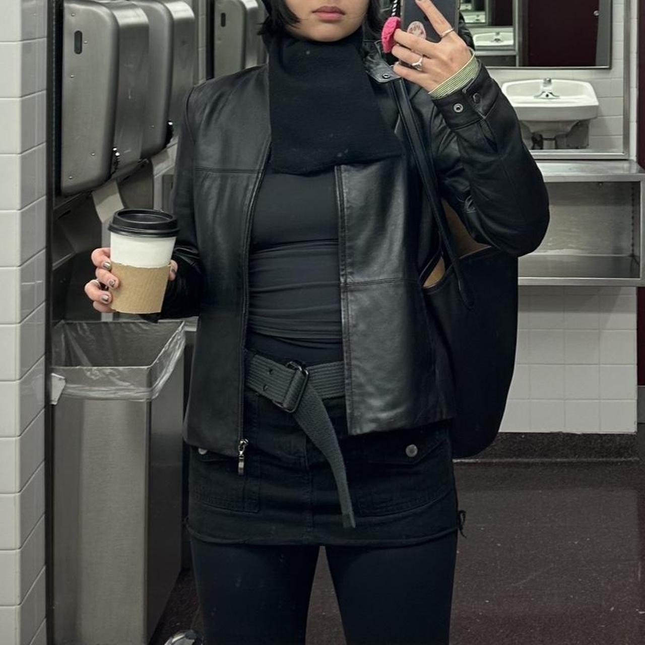 alexander julian genuine leather moto jacket sz... - Depop