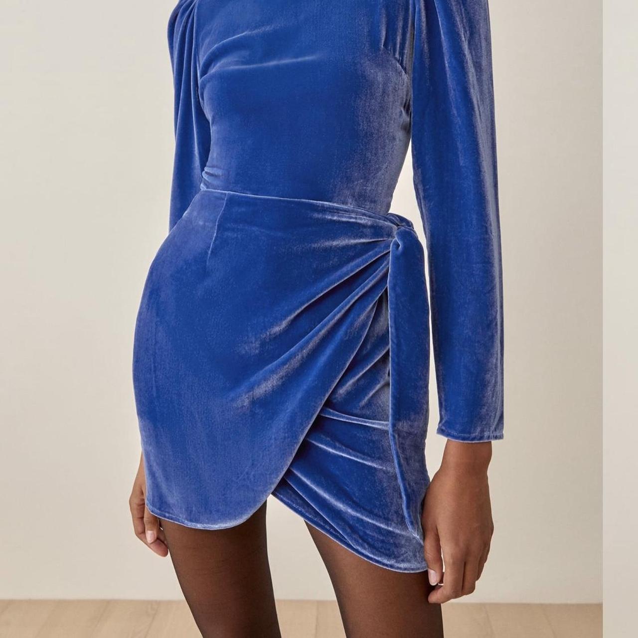 Blue velvet “Burgundy” dress from Reformation Brand... - Depop