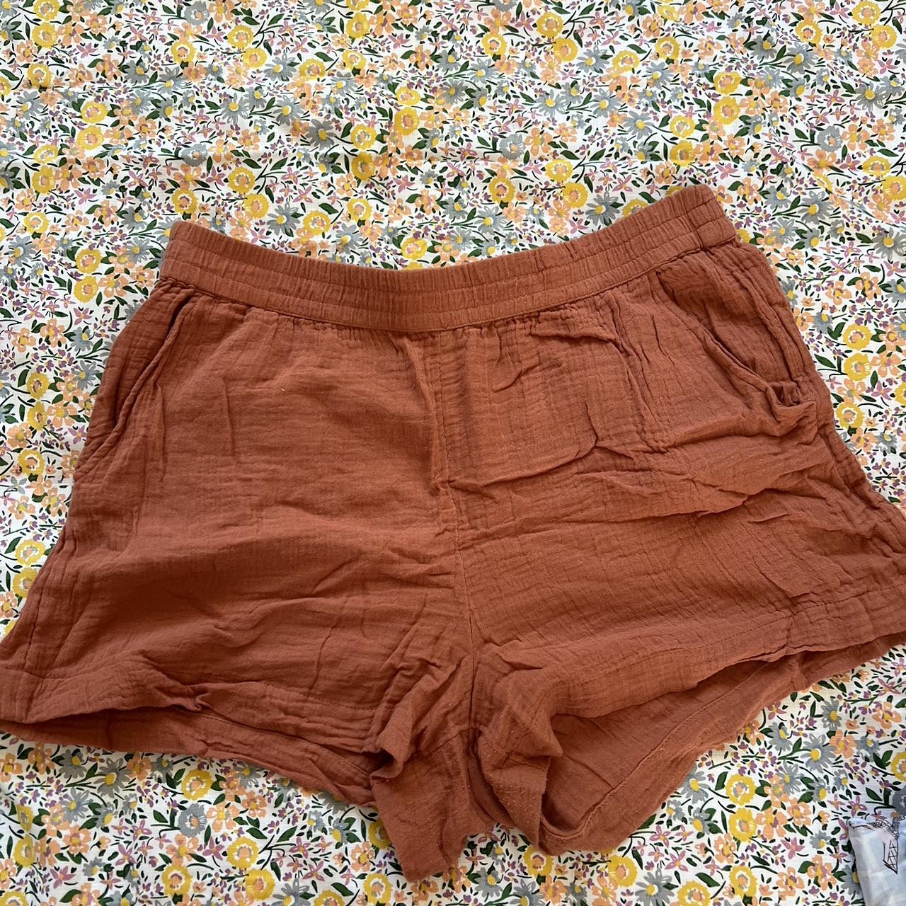 A rusty orange pair of Muslin linen shorts. Love the... - Depop