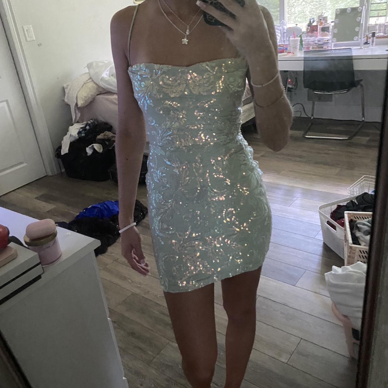 teal sequin dress windsor xs #hoco #homecoming... - Depop