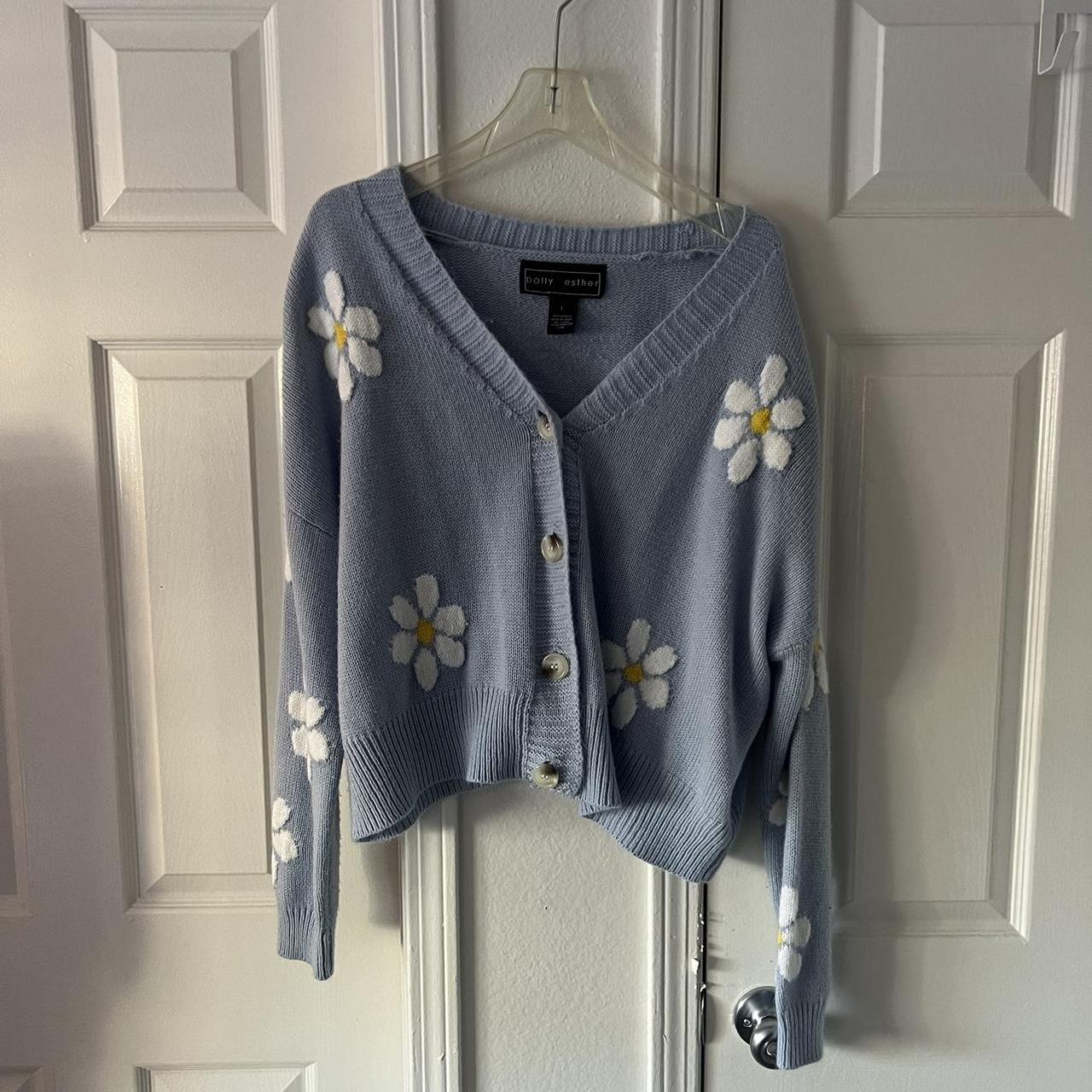 Cute Light Blue Floral Cardigan! #floral... - Depop