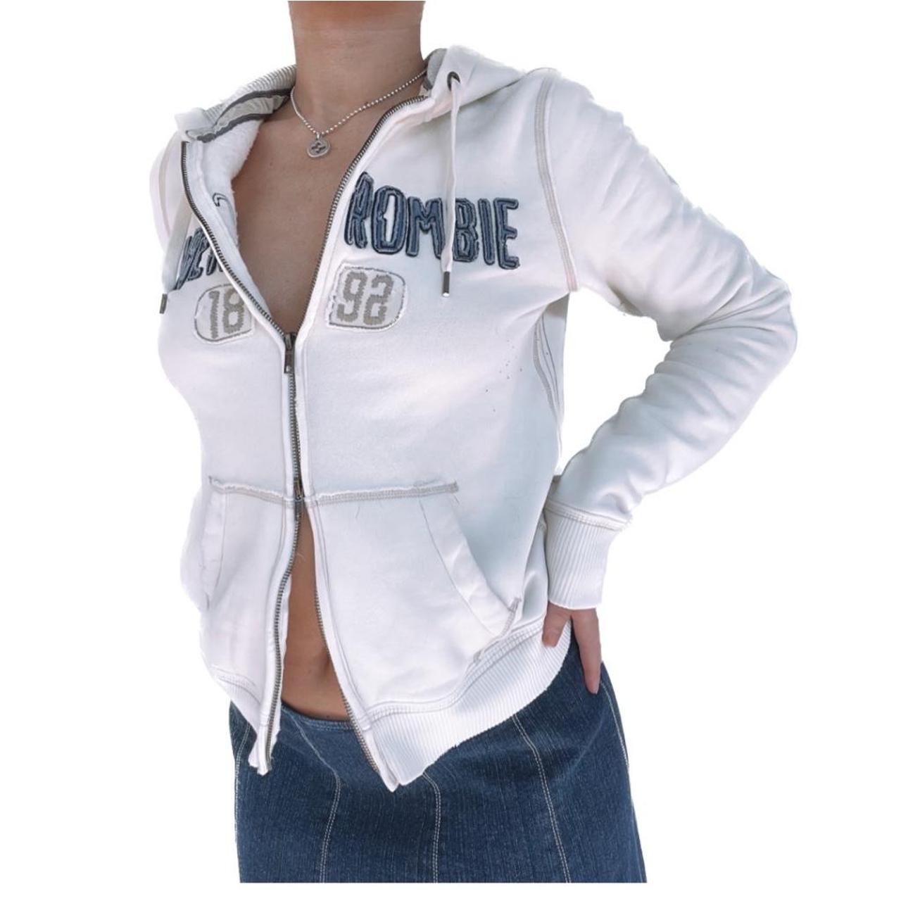 REPOP Abercrombie & Finch Jacket 🤍 white zip up... - Depop