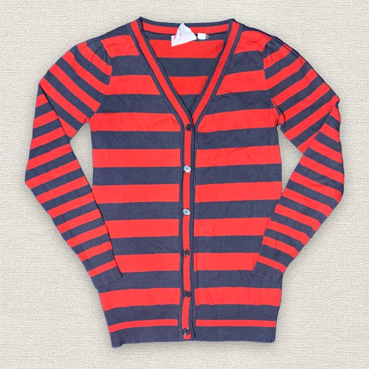 Emo Punk Striped Cardigan Sweater Brand: Derek... - Depop