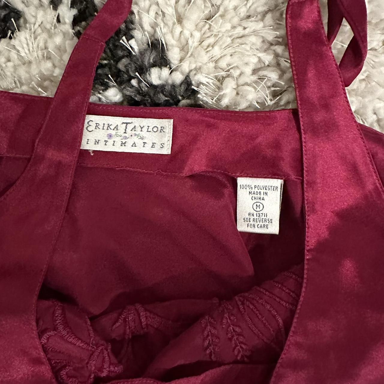 vintage red wine slip dress with floral embroidery... - Depop