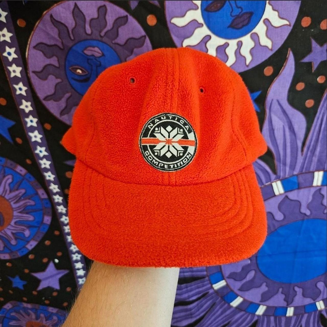 Vintage 90's Nautica Competition Bright Red Fleece... - Depop