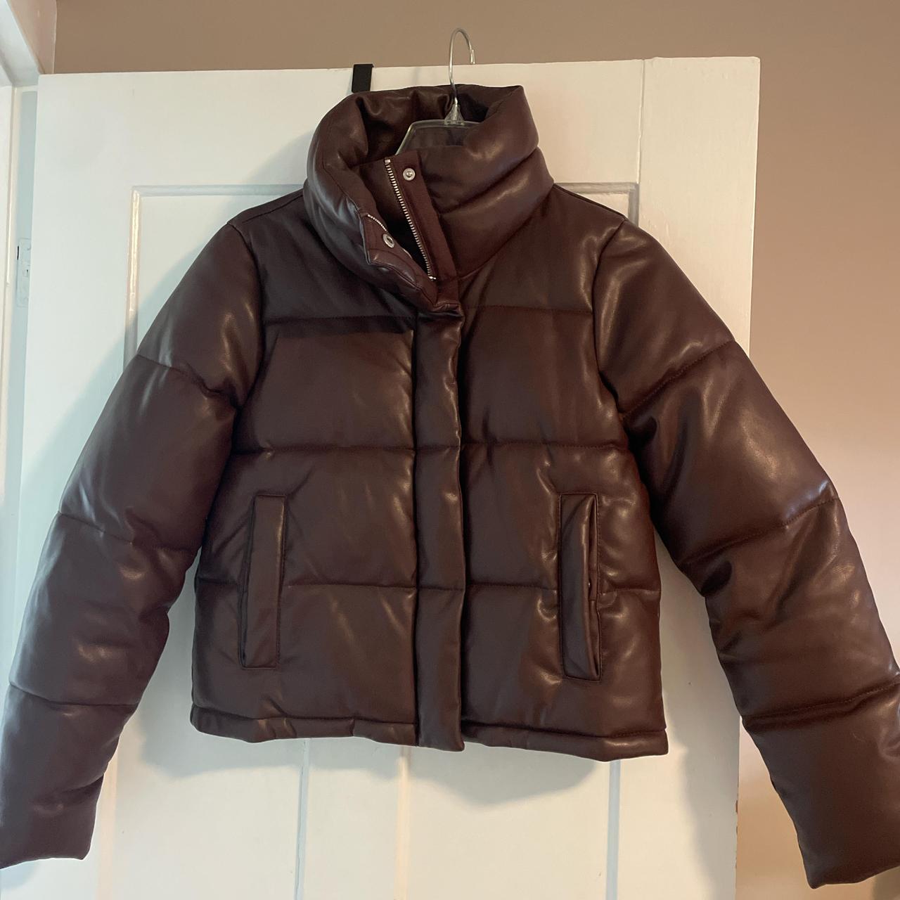 Abercrombie brown leather puffer - Depop