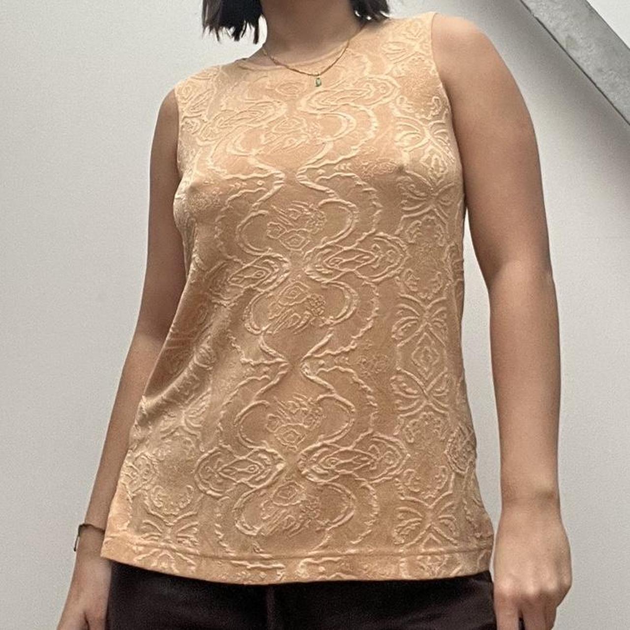 Gold high neck top Cream / gold high neck top with... - Depop