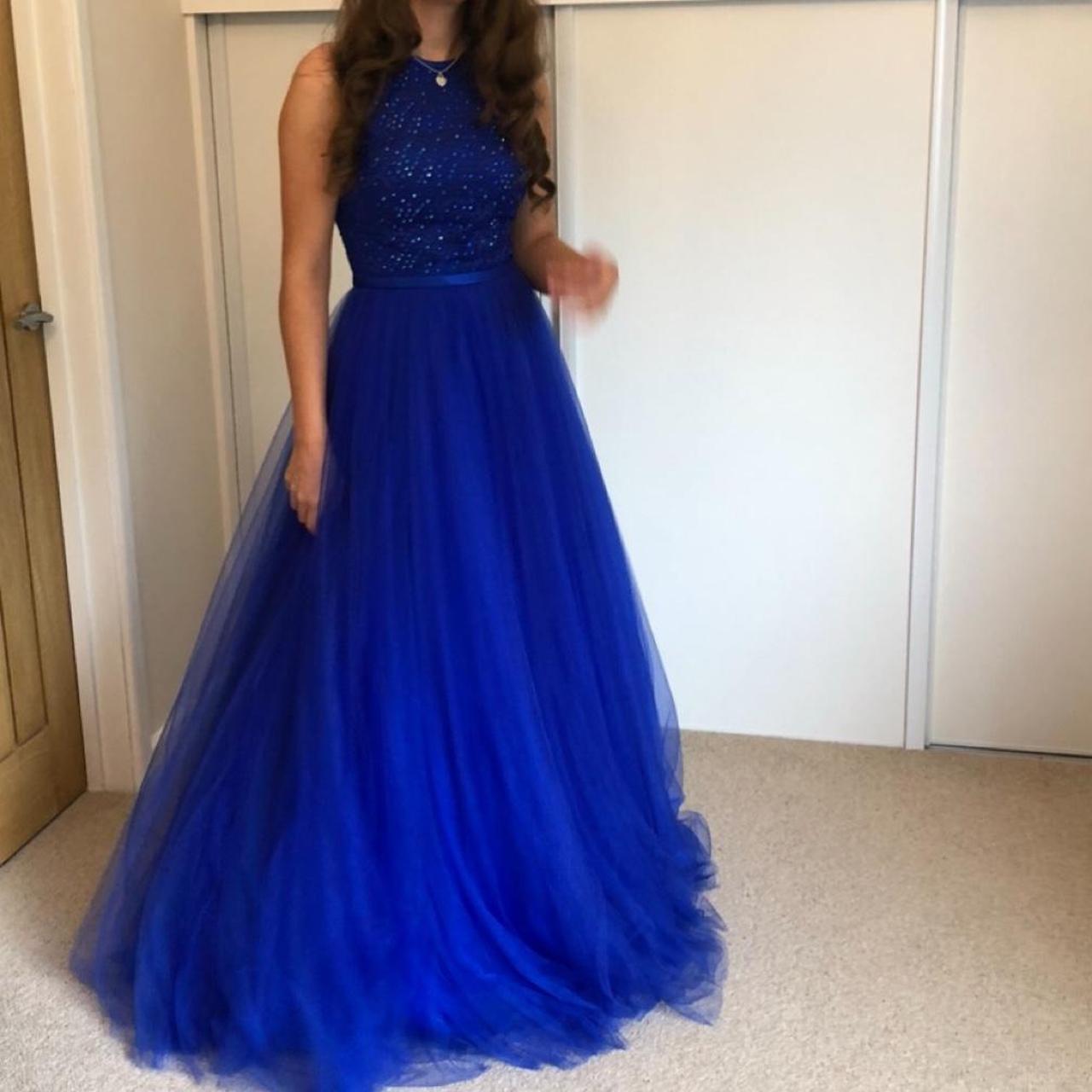 Royal blue ball gown prom dress Royal blue Angel... - Depop