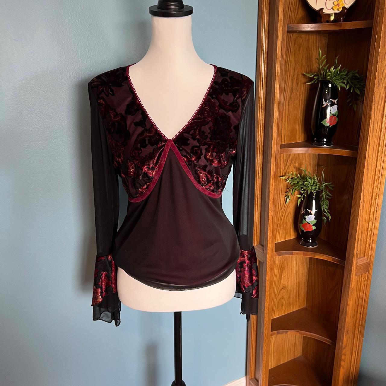 Super cute and sexy vamp vibes long sleeve blouse... | Depop