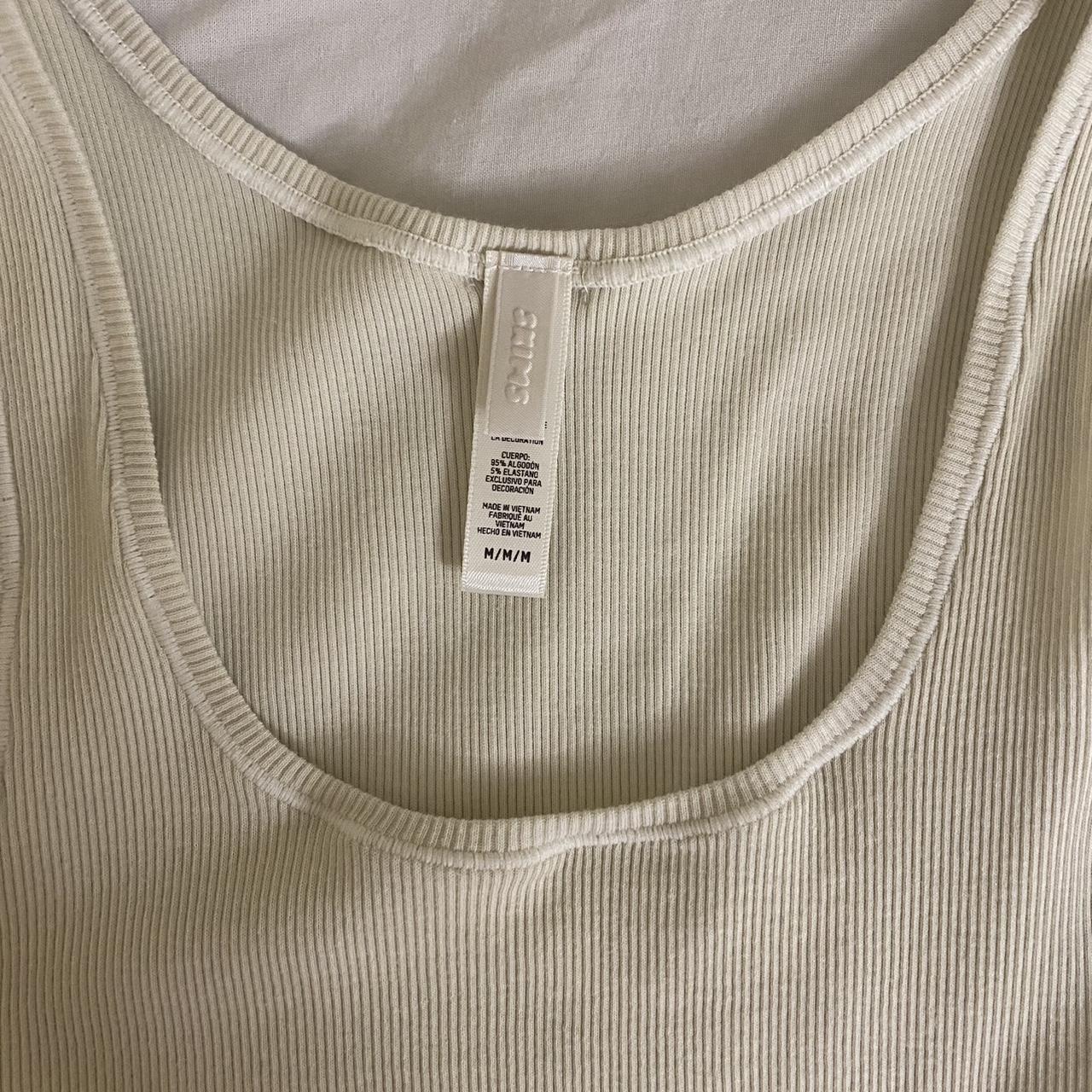 skims bone cotton ribbed tank top size medium... - Depop