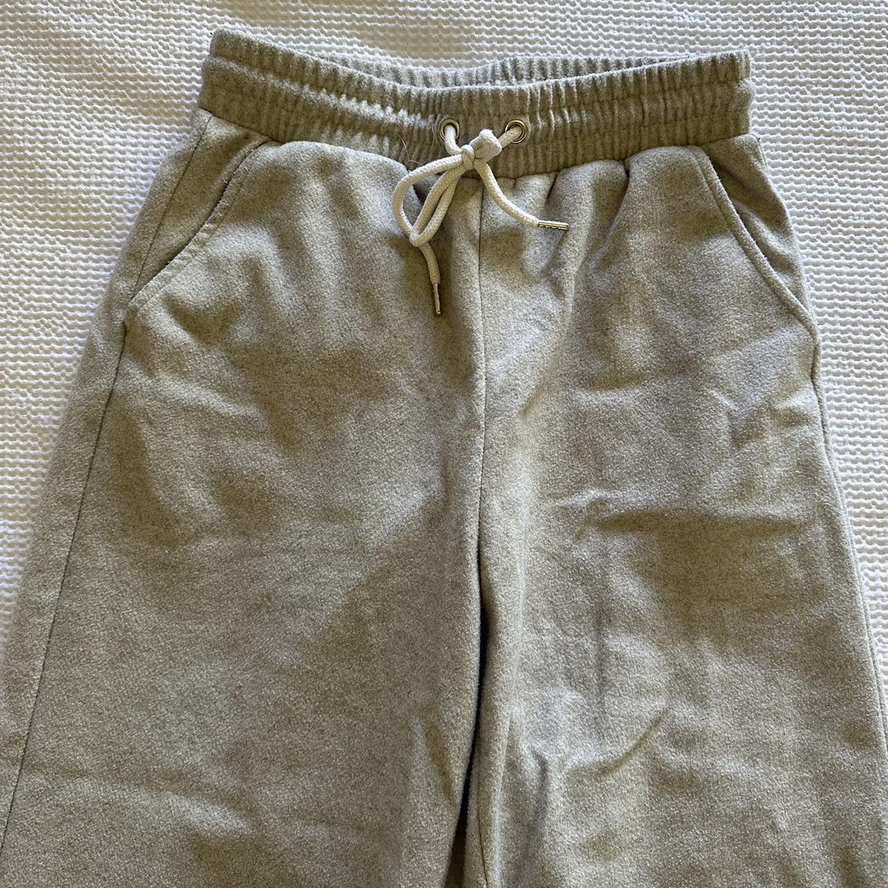 grey wide leg trackies only worn a few... - Depop