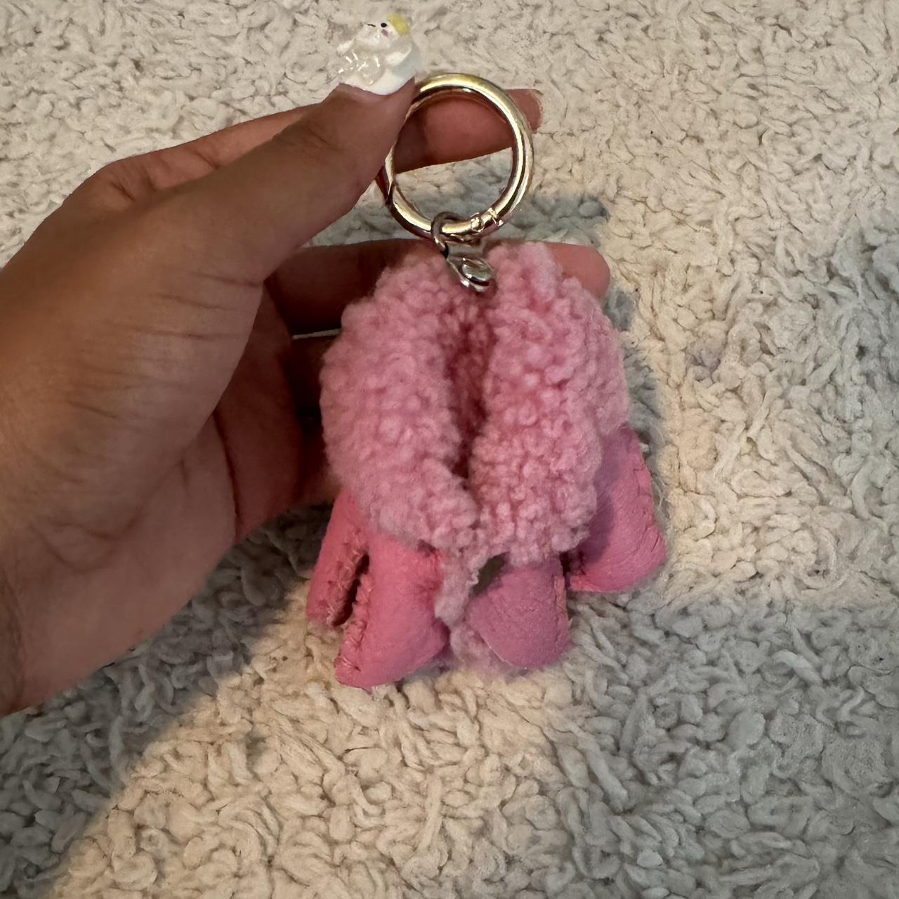 Pink Fur Coat Keychain with Gold Hardware - Depop