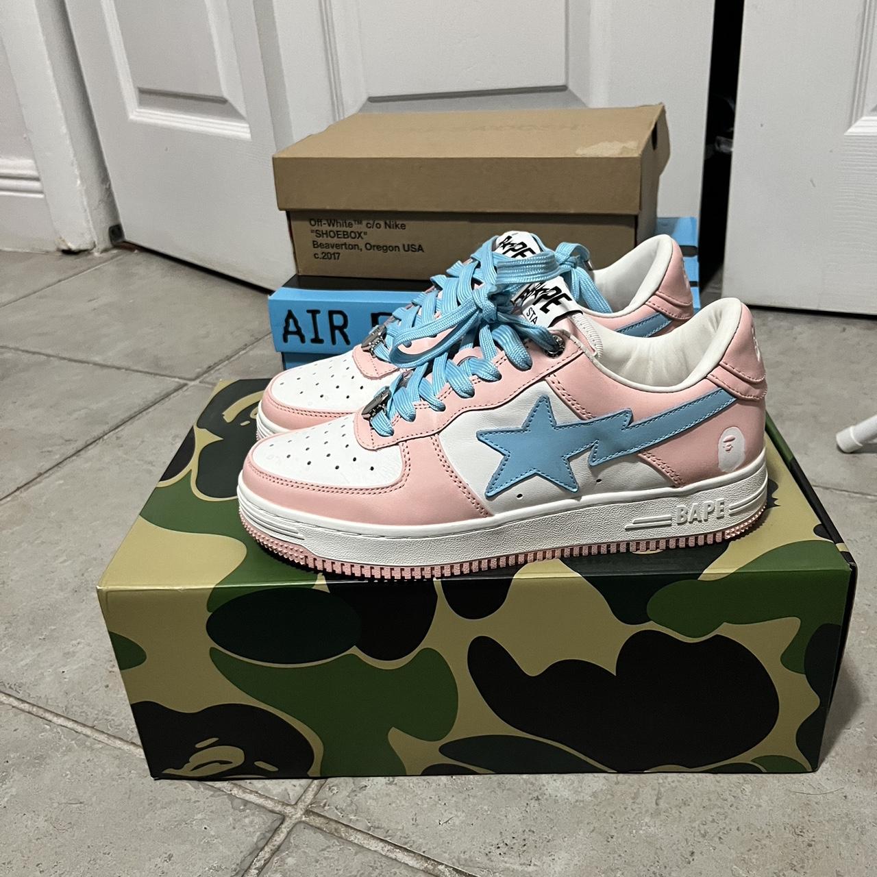 Pink and blue bapestas size 6 men 7.5w run... - Depop
