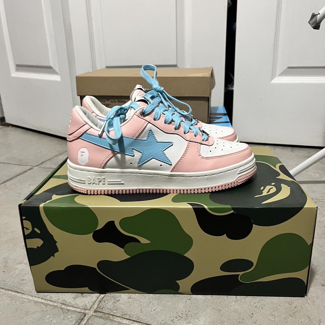 Pink and blue bapestas size 6 men 7.5w run... - Depop