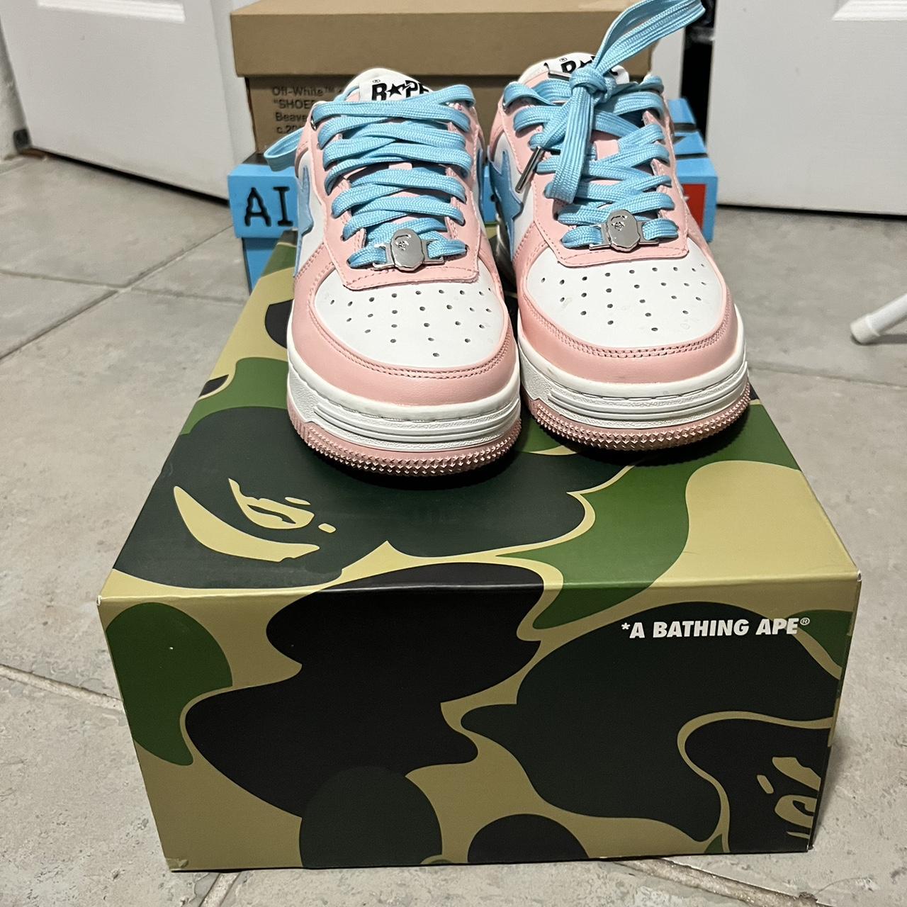 Pink and blue bapestas size 6 men 7.5w run... - Depop