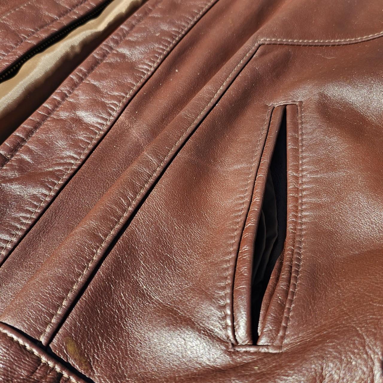 Vintage brown genuine leather jacket. In great... - Depop