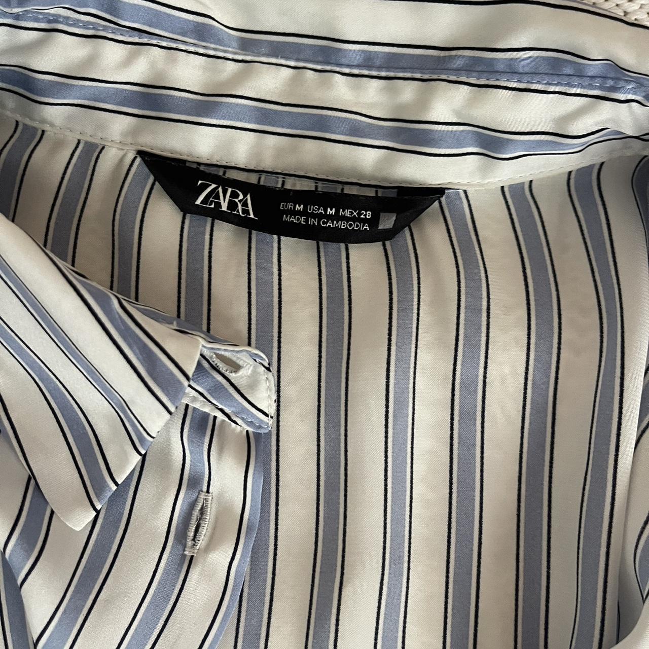 Silk oversized striped shirt Zara Never worn - Depop