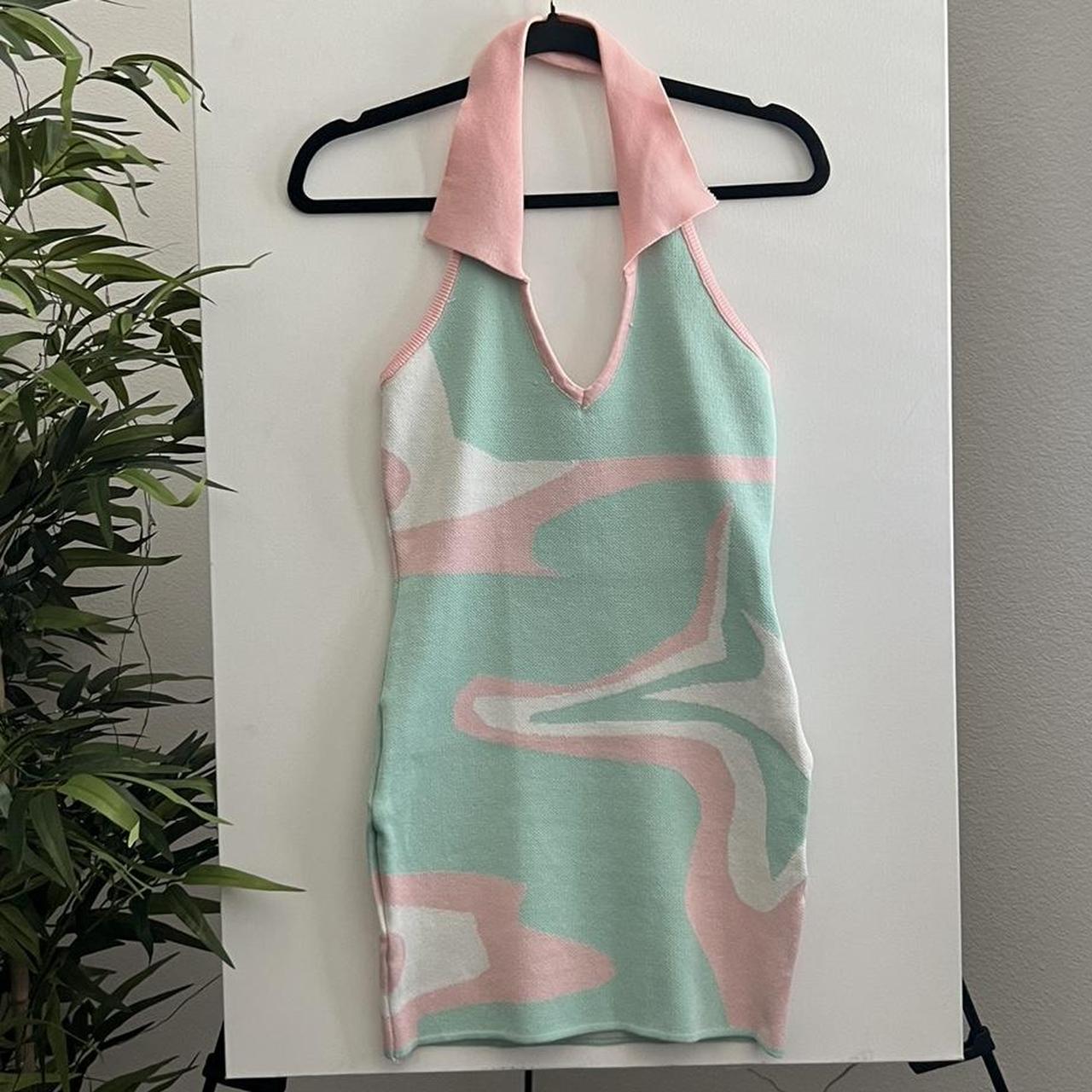 Knitted halter dress - Depop