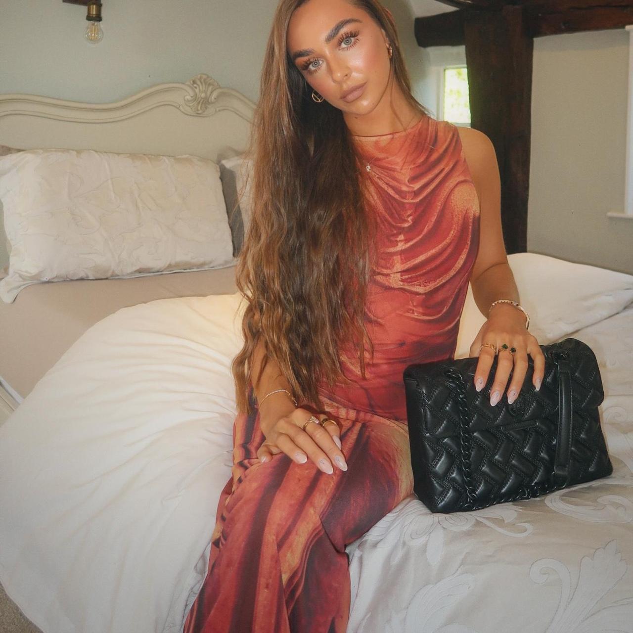 Boohoo body print mesh maxi dress, perfect condition... - Depop