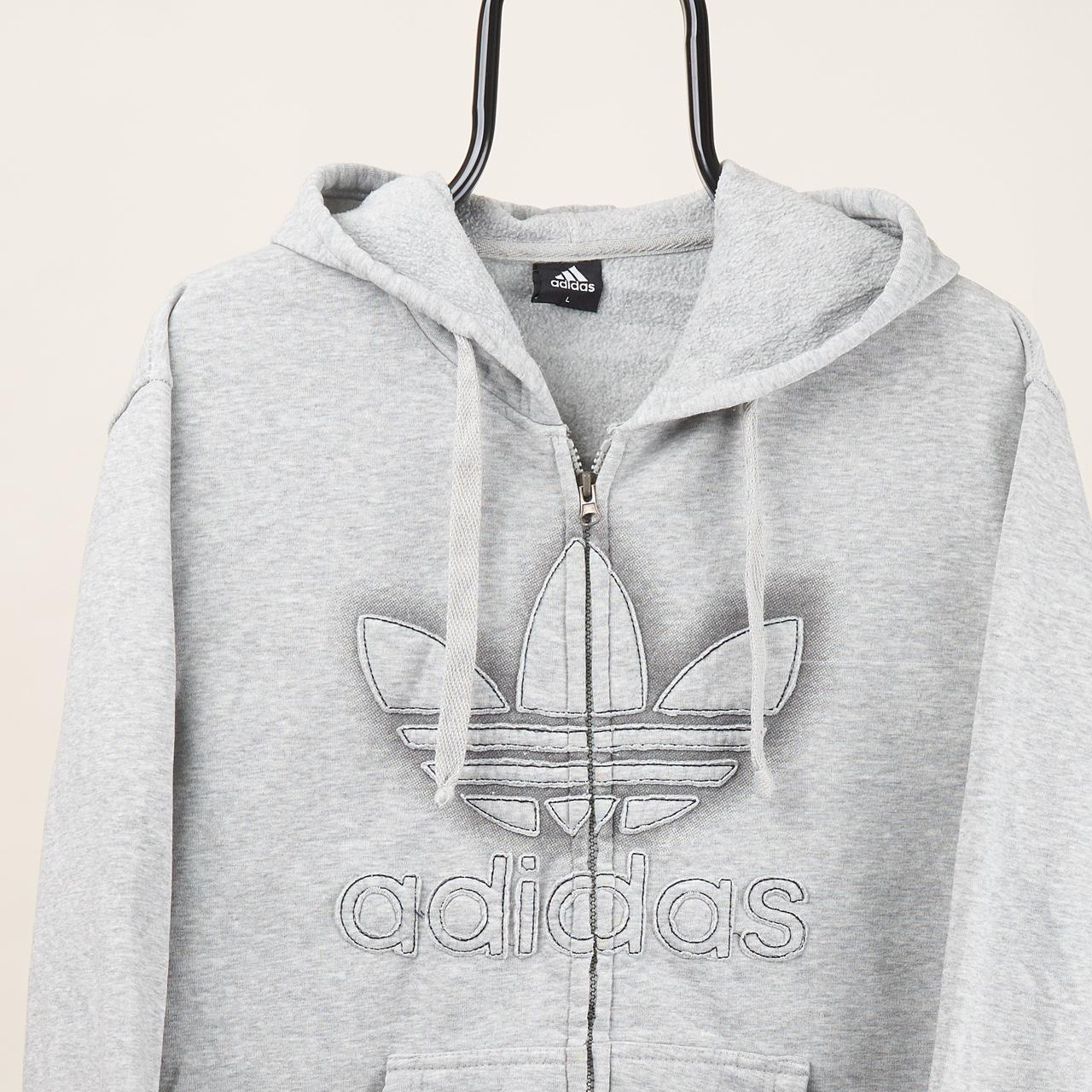 VINTAGE ADIDAS REWORK HOODIE COLOUR: GREY OUR... - Depop