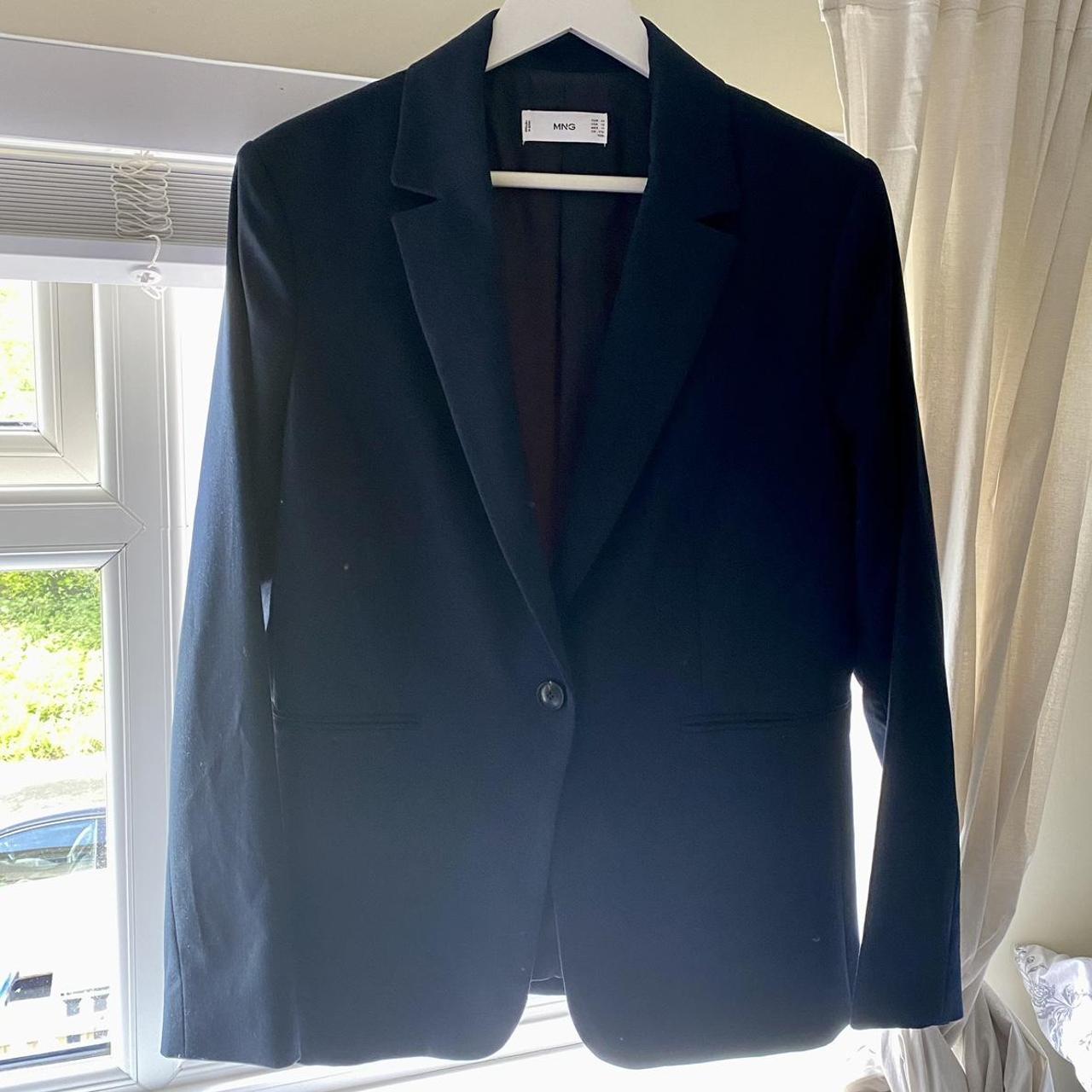 Fitted navy Mango blazer. Worn once and in great... - Depop
