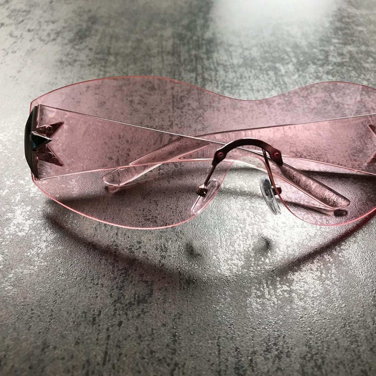 YK2 retro pink silver star glasses rave sunglasses... - Depop