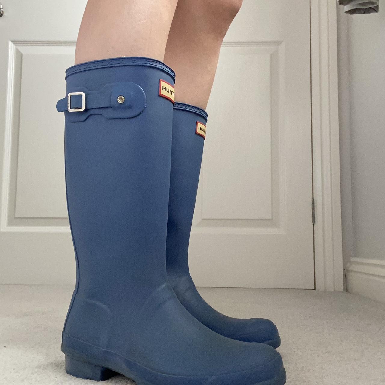 Blue hunter wellies Mint condition Only worn once - Depop