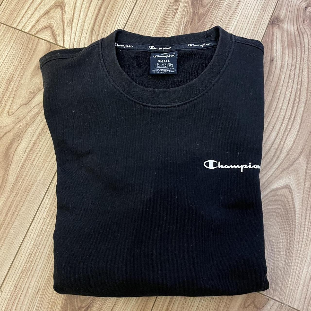 Vintage Champion jumper - crewneck in black with... - Depop