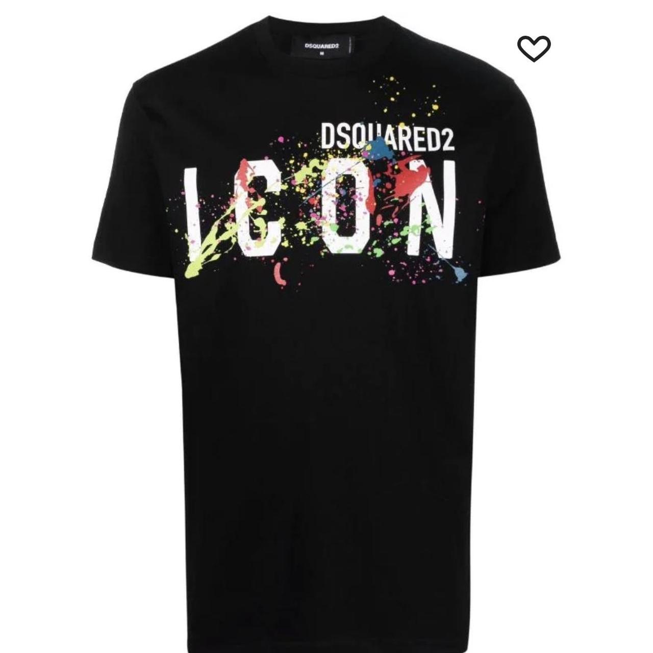 Dsquared 2 icon logo tshirt Paint splattered Size... - Depop