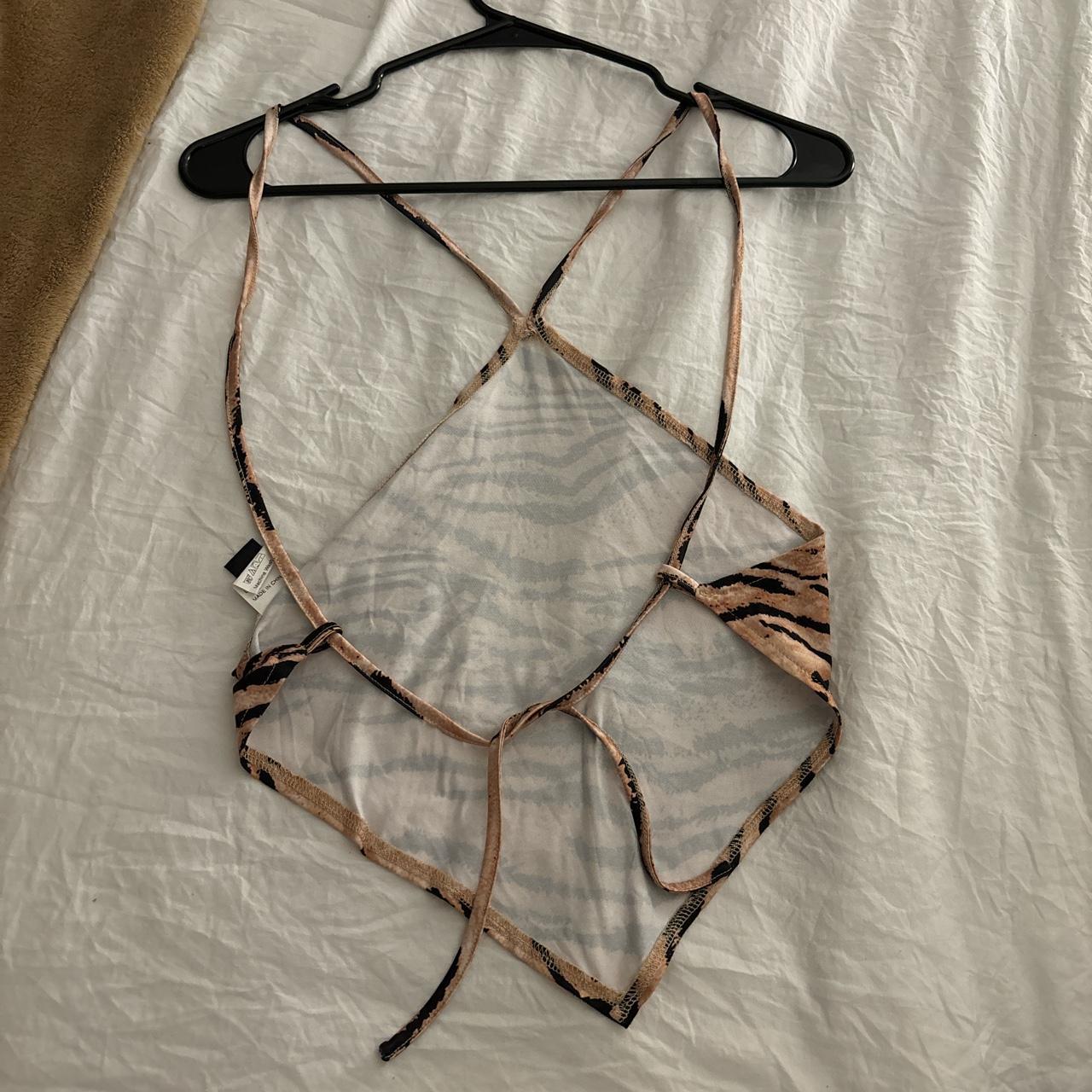 Tiger Print Triangle Top - Worn Once #tiger #shein... - Depop