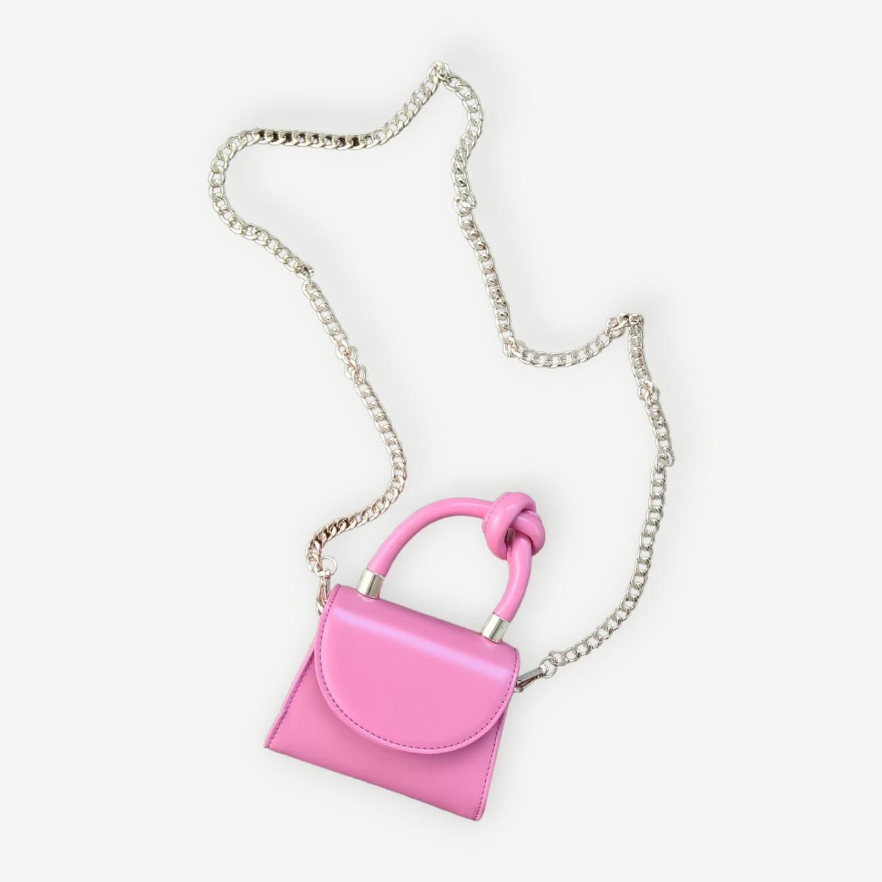 Anthropologie pink mini bag with detatchable gold... - Depop