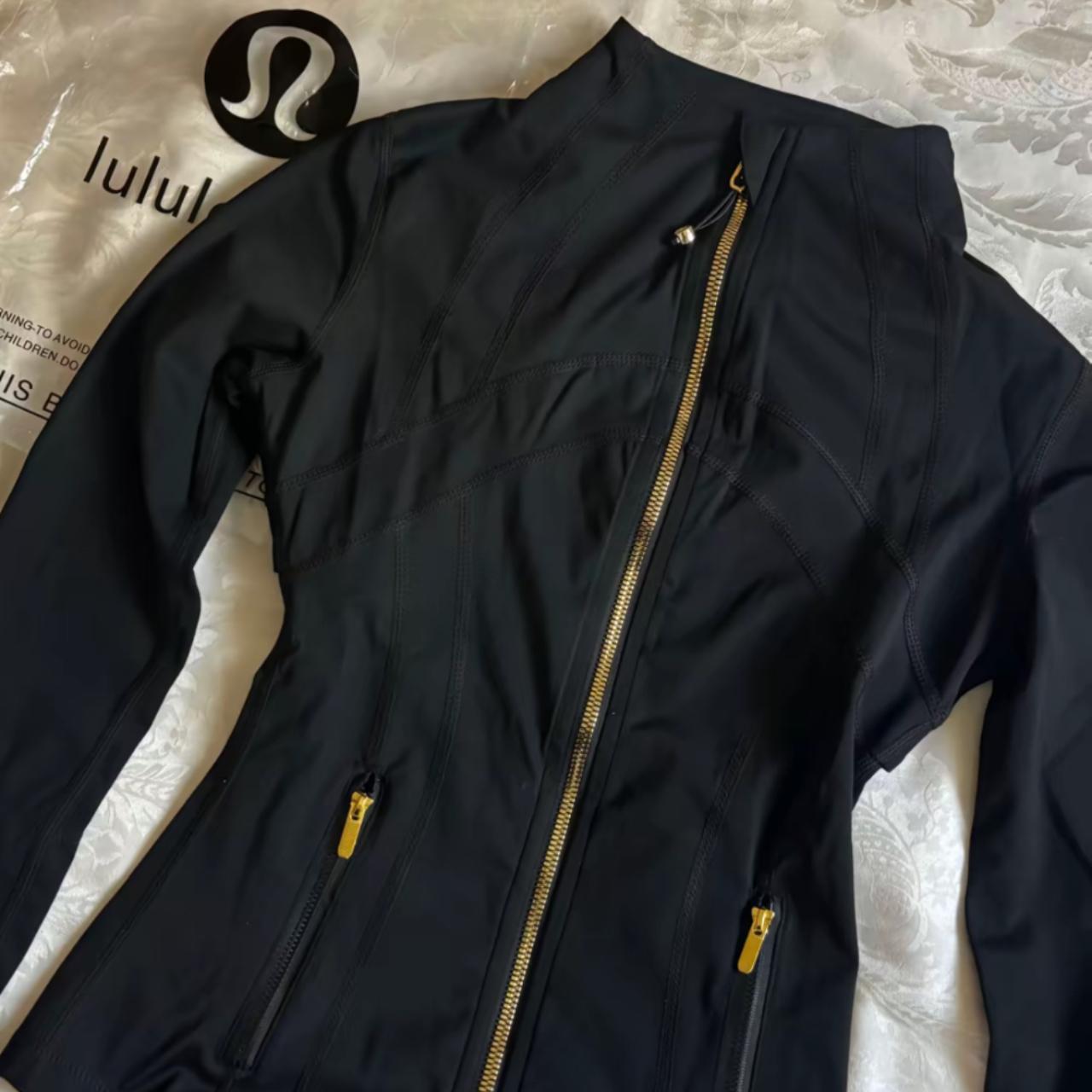 Lululemon gold and black define jacket Size 2 MSG... | Depop