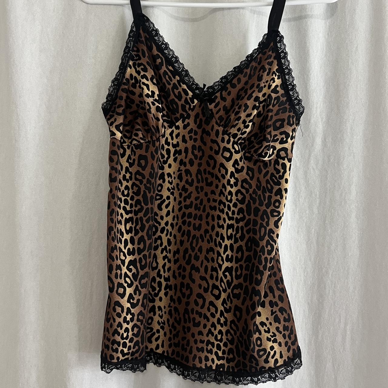cheetah lace cami -adjustable straps -lace and... - Depop