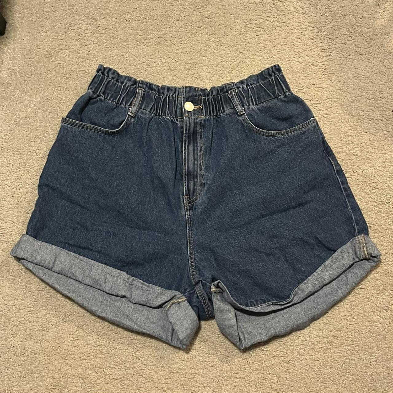 high waisted vintage style shorts denim with a... - Depop