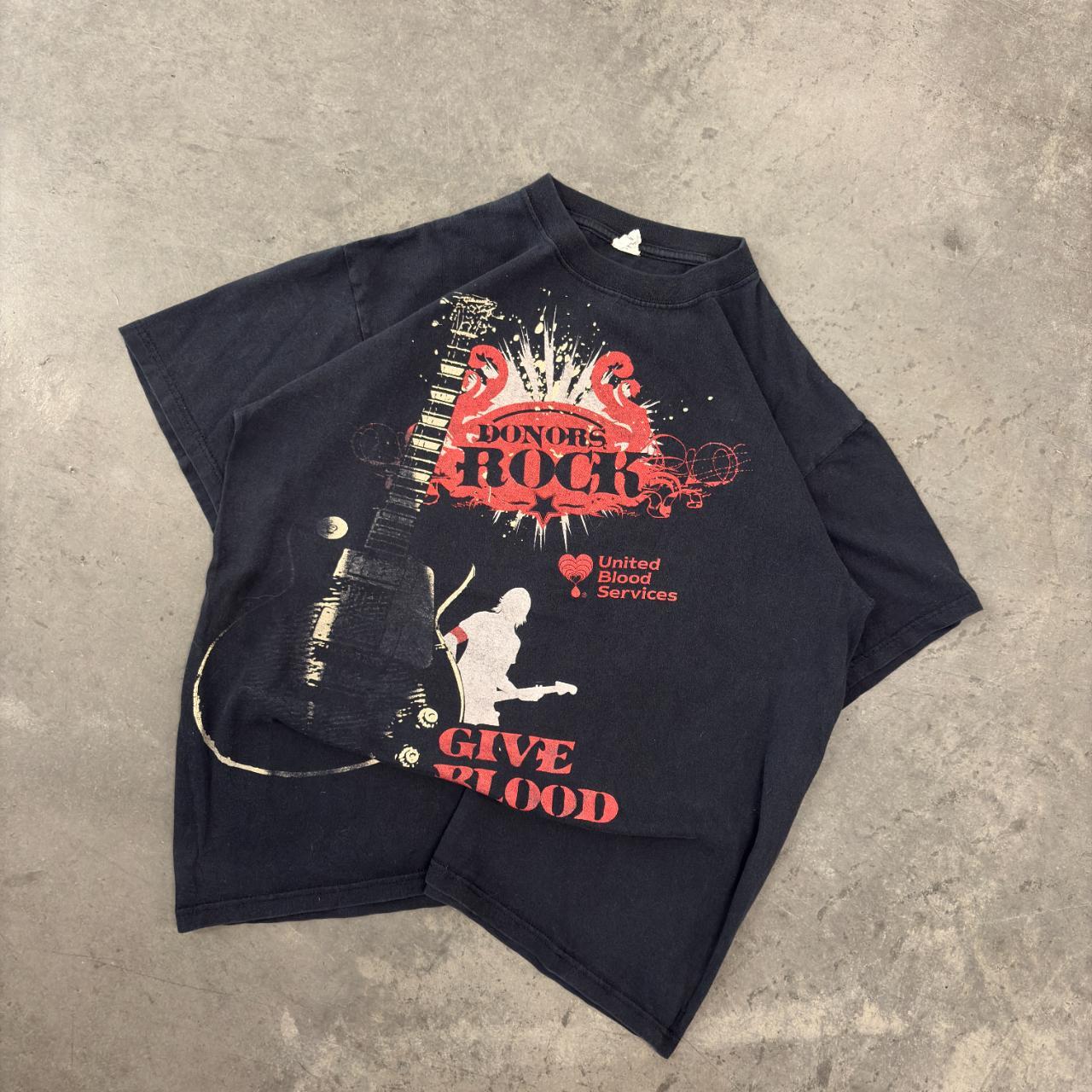 Vintage Y2K Blood Donor Black Graphic T-Shirt • Tag... | Depop