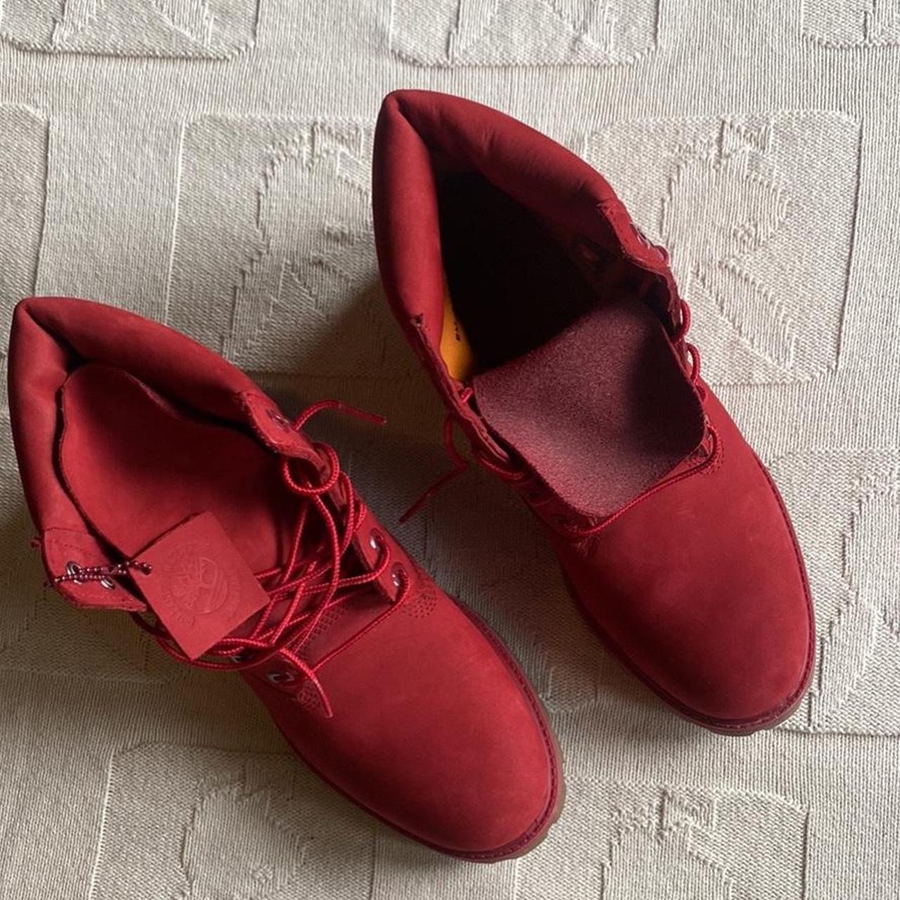 Red Timberland Boots size 8M boots are good as... - Depop
