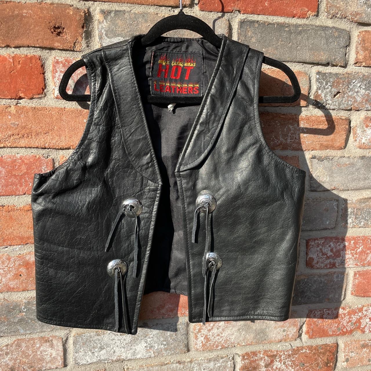 Hot Leathers black leather Cowboy Vest A bit more... - Depop