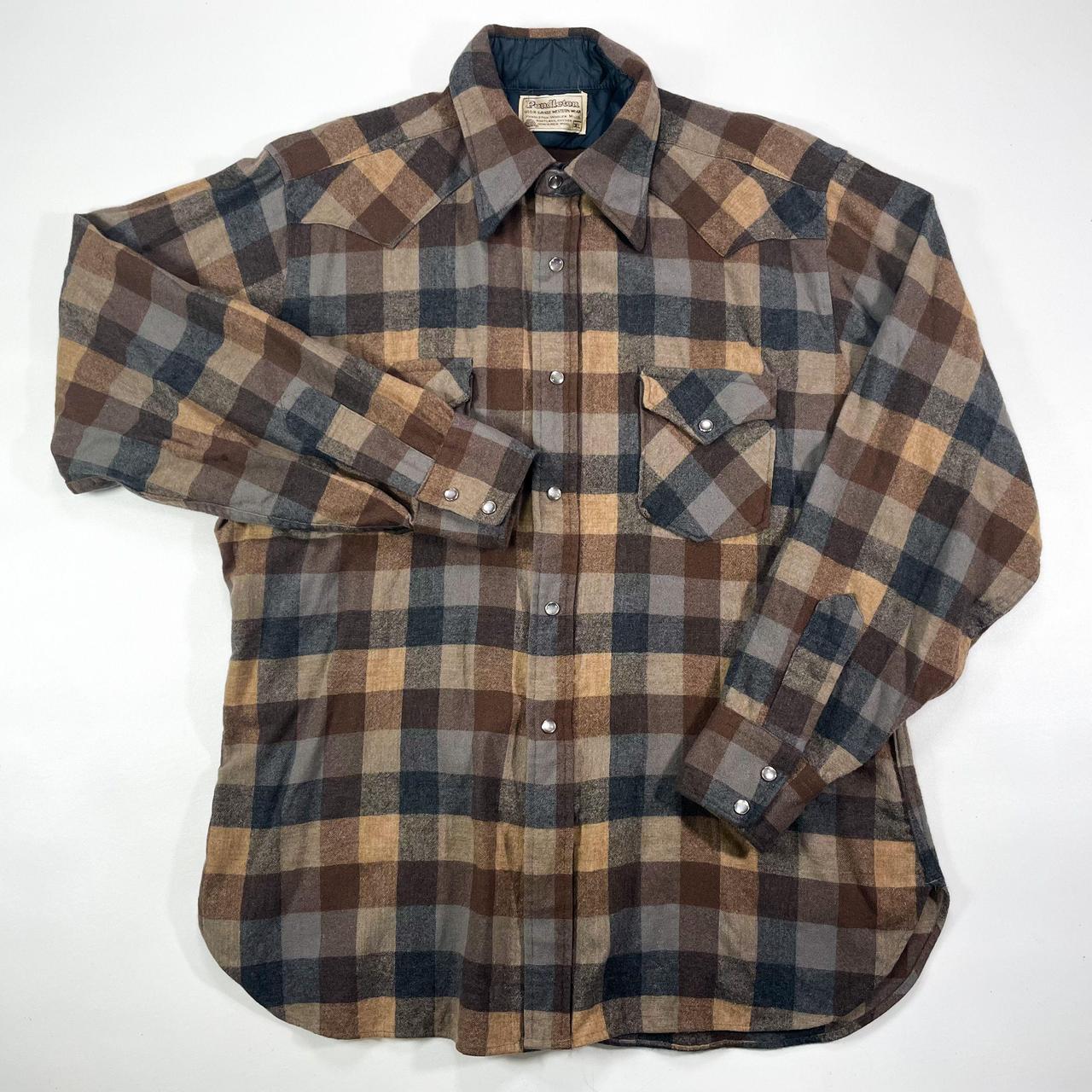 Vintage Pendleton Mens XL Brown Plaid High Grade... - Depop